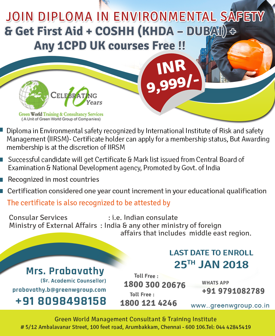 Diploma in Environmental health and safety course - Green World Group
